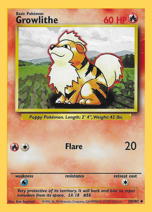 Growlithe (28/102) - Base (Unlimited) Value - GoCollect (growlithe ...