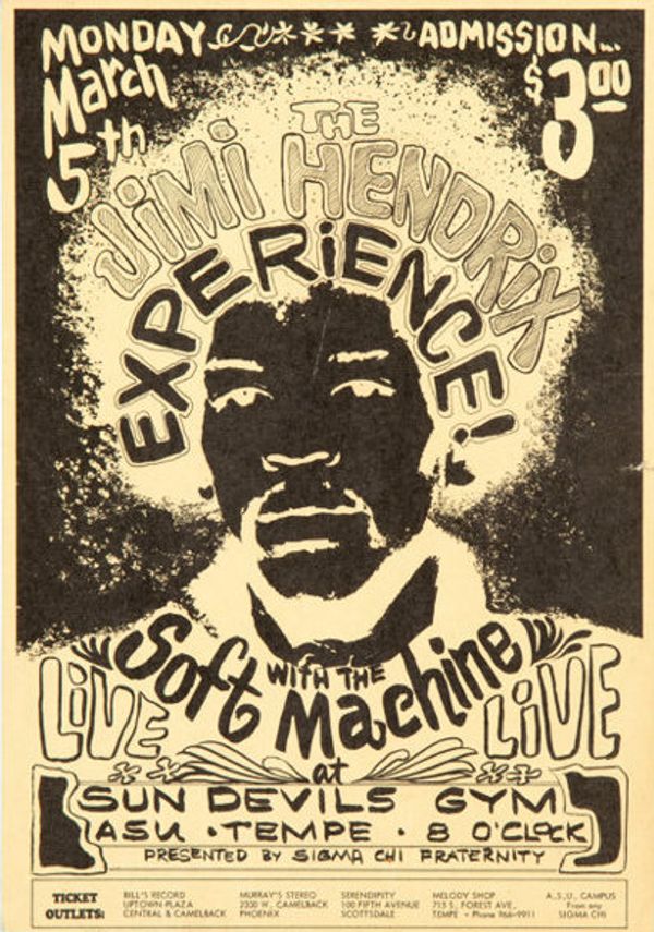 Jimi Hendrix Sun Devils Gym Handbill 1968 Value - GoCollect (jimi ...
