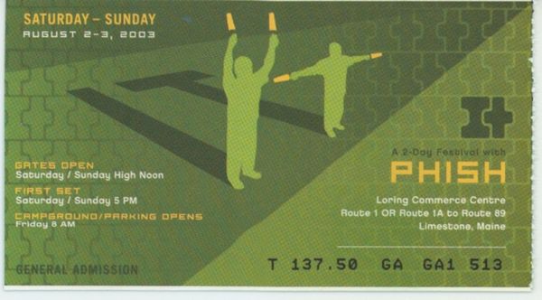 Phish 2-Day Festival at Loring Air Force Base 2003 Ticket Stub Value ...