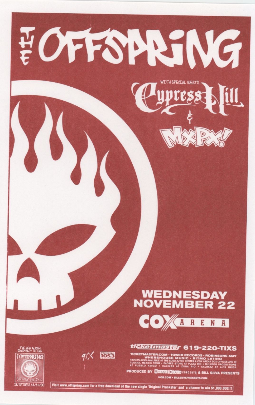 The Offspring Cypress Hill & MxPx at Cox Arena 2000 Handbill Value ...