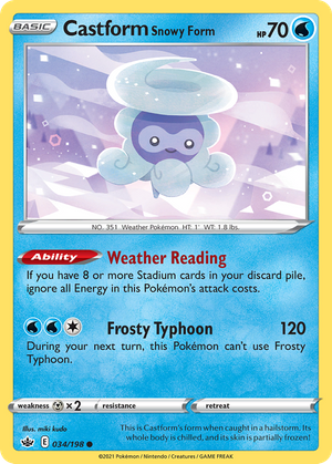 Castform Snowy Form (34/198) - Chilling Reign (Reverse Holo) Value - GoCollect