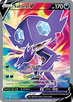 Sableye V (194/202) - Sword & Shield Value - GoCollect