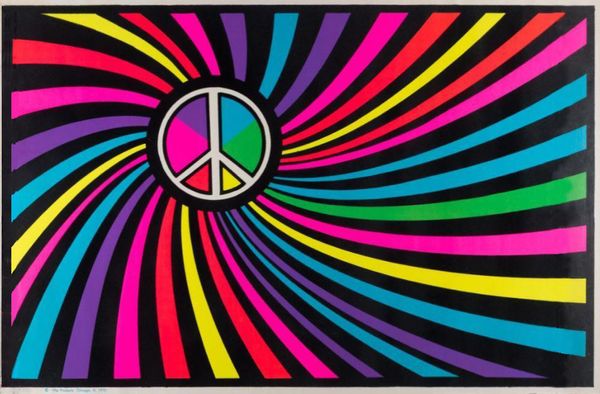 Peace Swirl Blacklight Headshop Poster 1970 Value - GoCollect (peace ...