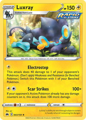 Luxray (43/159) - Crown Zenith (Reverse Holo) Value - GoCollect