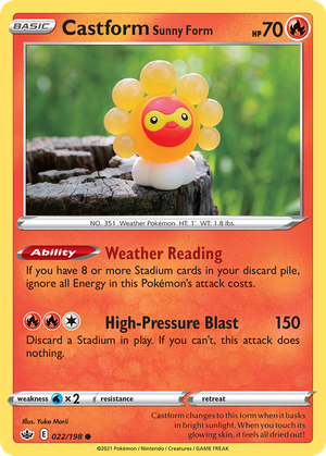 Castform Sunny Form (22/198) - Chilling Reign (Reverse Holo) Value - GoCollect