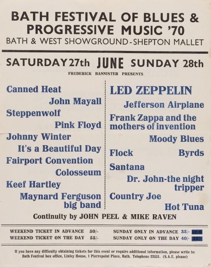 Led Zeppelin Bath Festival Handbill 1970 Value - GoCollect
