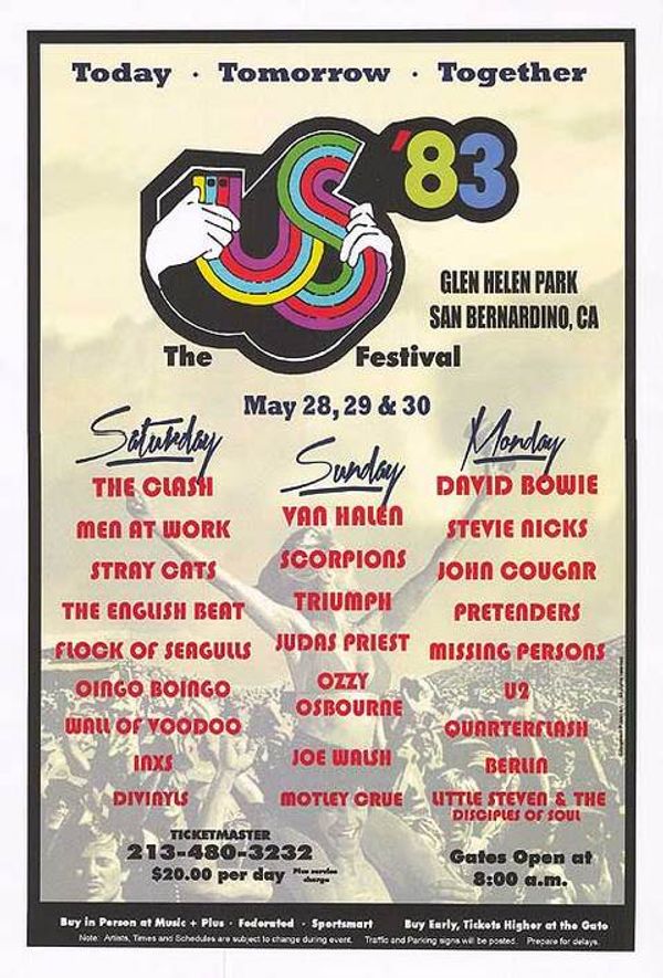 The US Festival featuring Van Halen & David Bowie Glen Helen Park 1983 ...