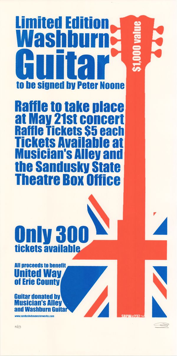 Washburn Guitar "to be signed by Peter Noone" Raffle Ticket ...