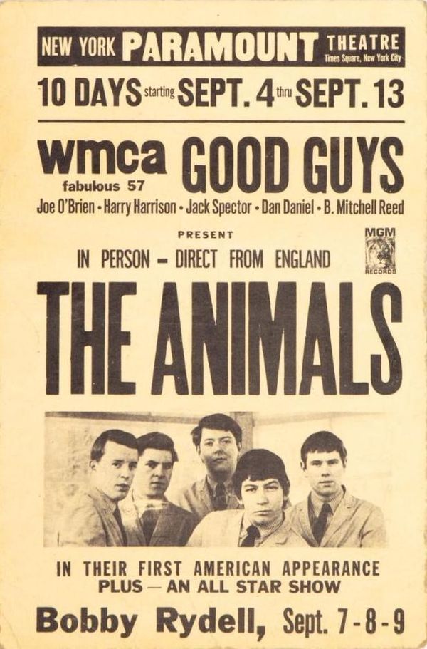 The Animals Paramount Theatre Handbill 1964 Value - GoCollect (the ...