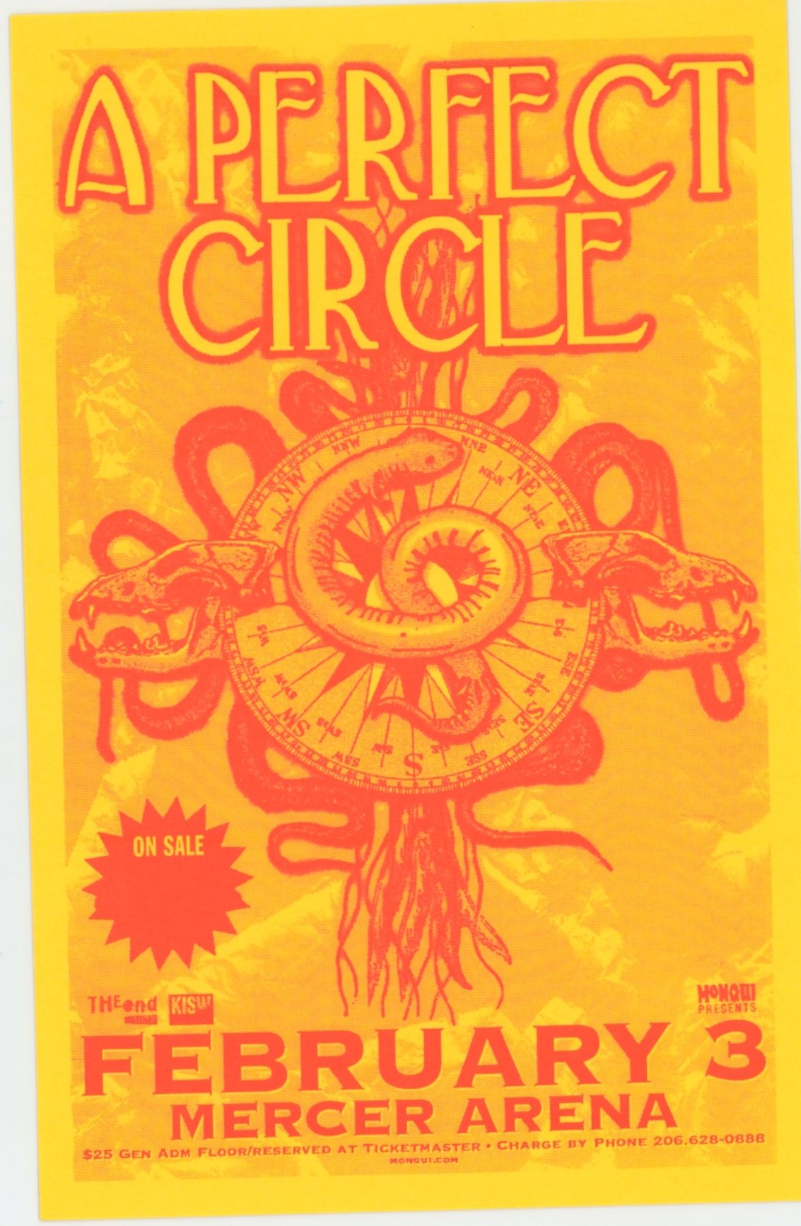 A Perfect Circle Mercer Arena 2001 Yellow Handbill Value - GoCollect