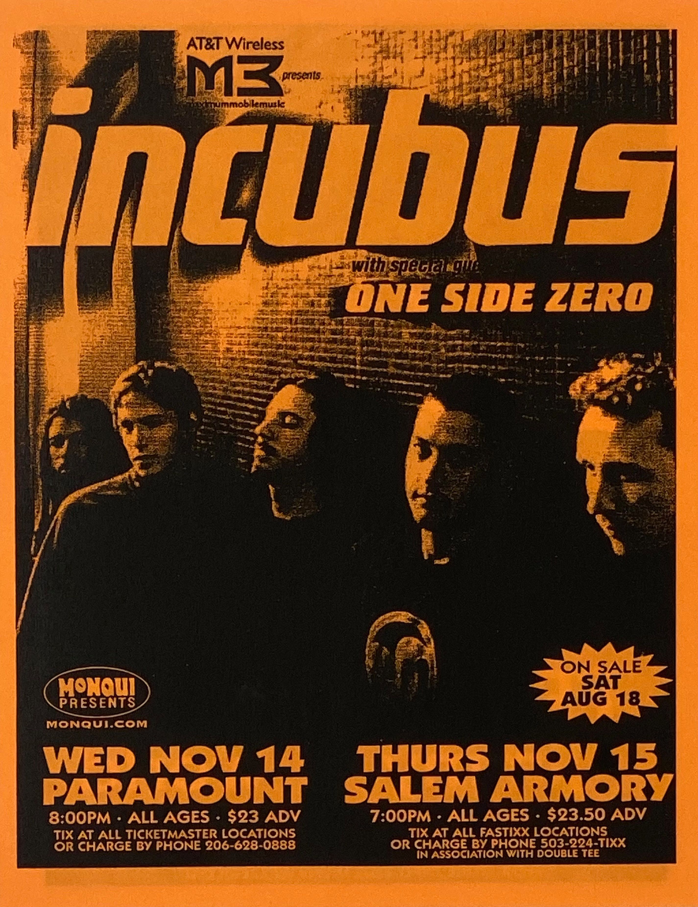 Incubus at Paramount Orange Handbill 2001 Value - GoCollect